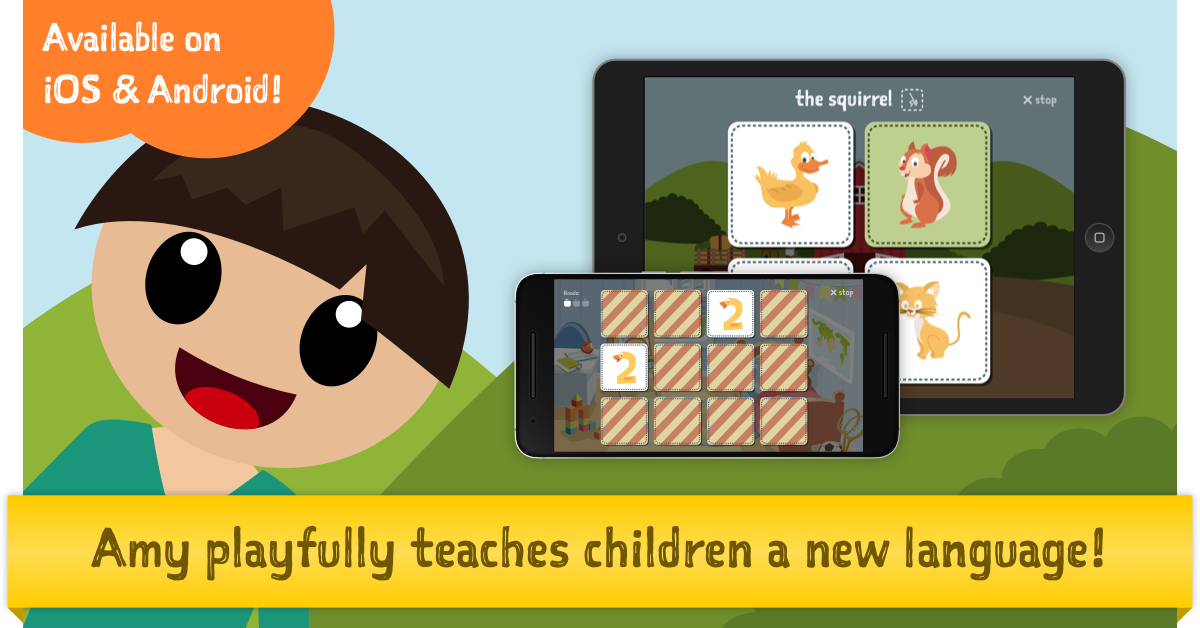 Teach children a language playfully with our mobile apps